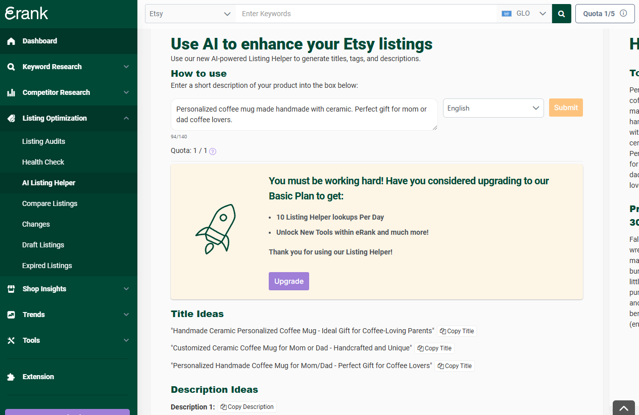 eRank Review: A Popular Etsy SEO Tool for Beginners – CraftyTrendy